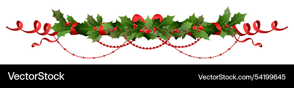 Christmas holly garland Royalty Free Vector Image