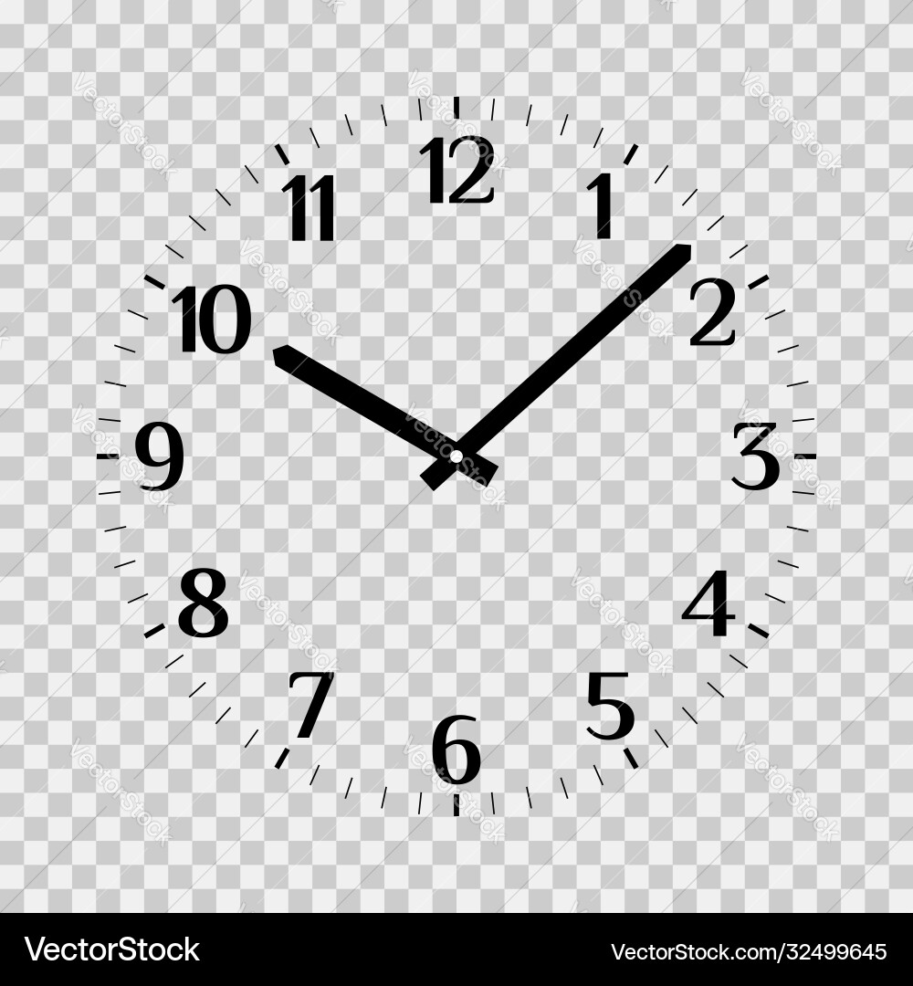 Classic clock face mockup hour and minute hands Vector Image