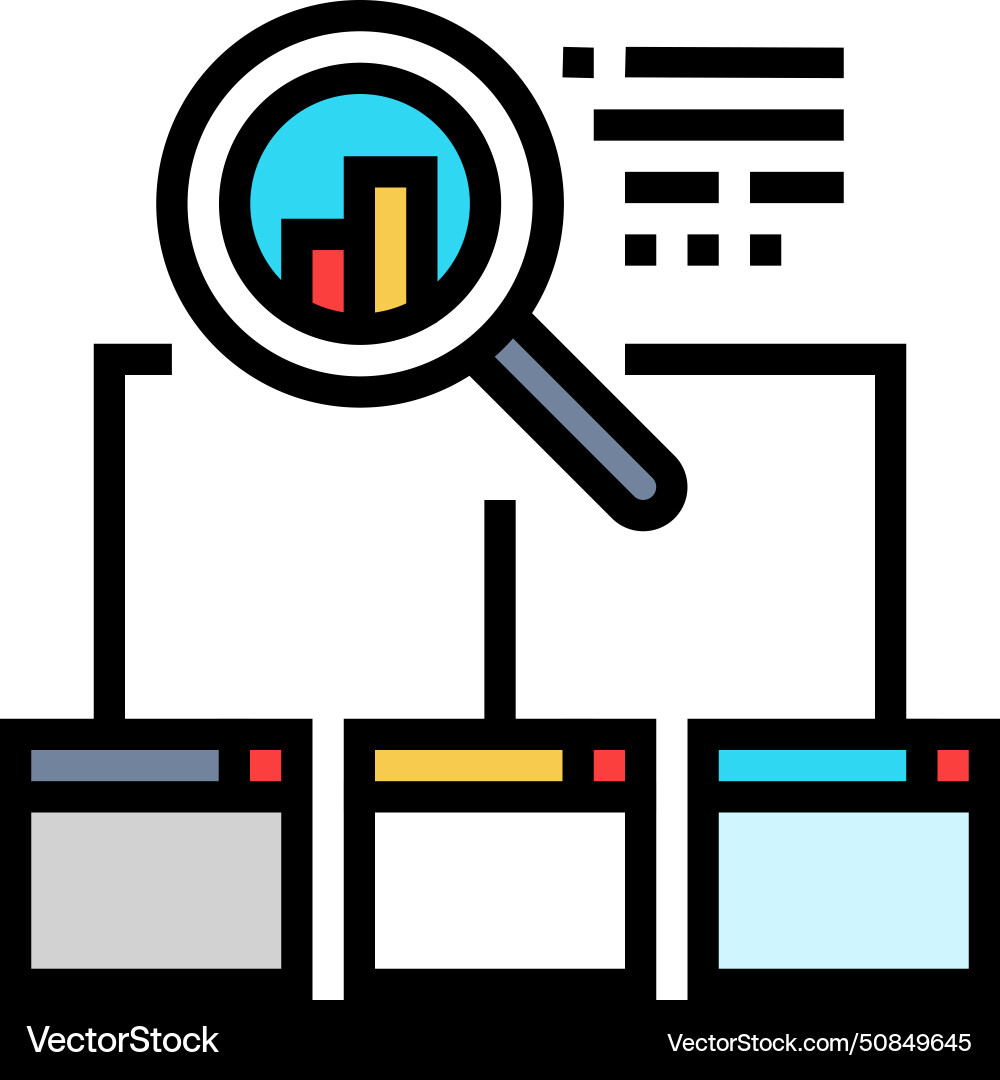 Competitor analysis seo color icon Royalty Free Vector Image