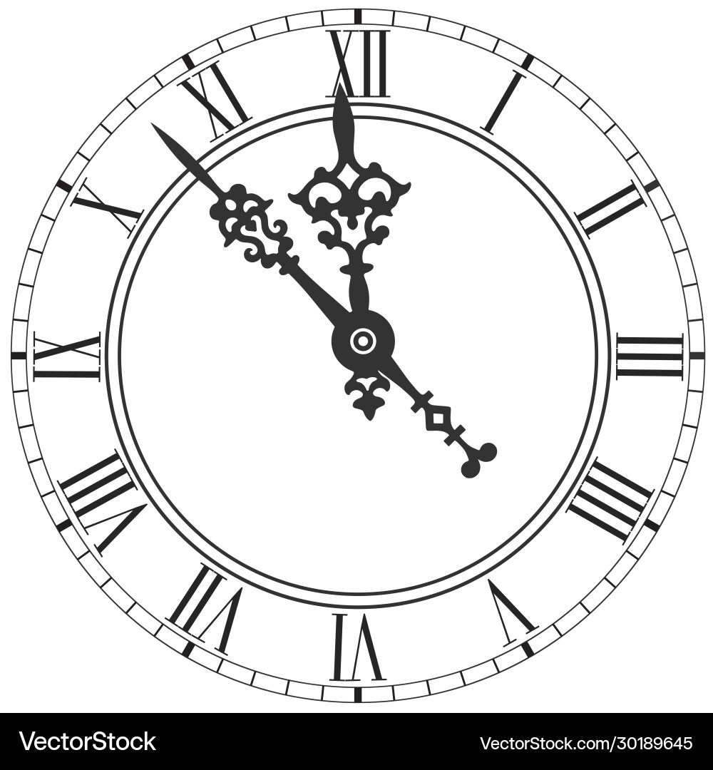 Elegant clock face with roman numerals Royalty Free Vector