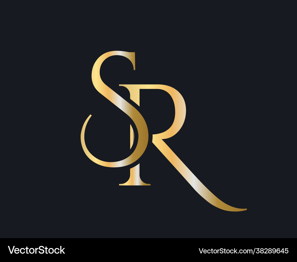 Gold SR Letter Logo - Luxury & Elegant Vector Image
