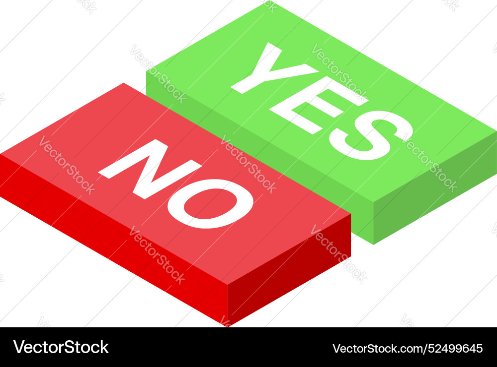 Green yes and red no buttons representing decision