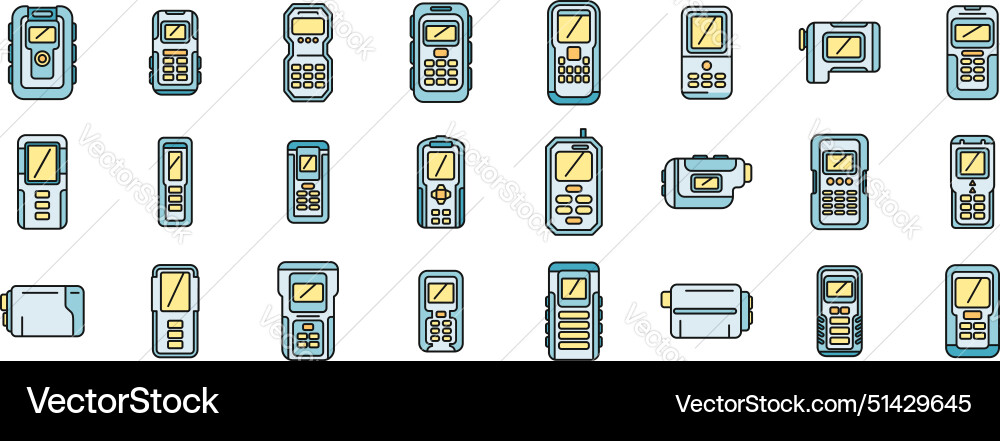 Laser meter icons set color line Royalty Free Vector Image