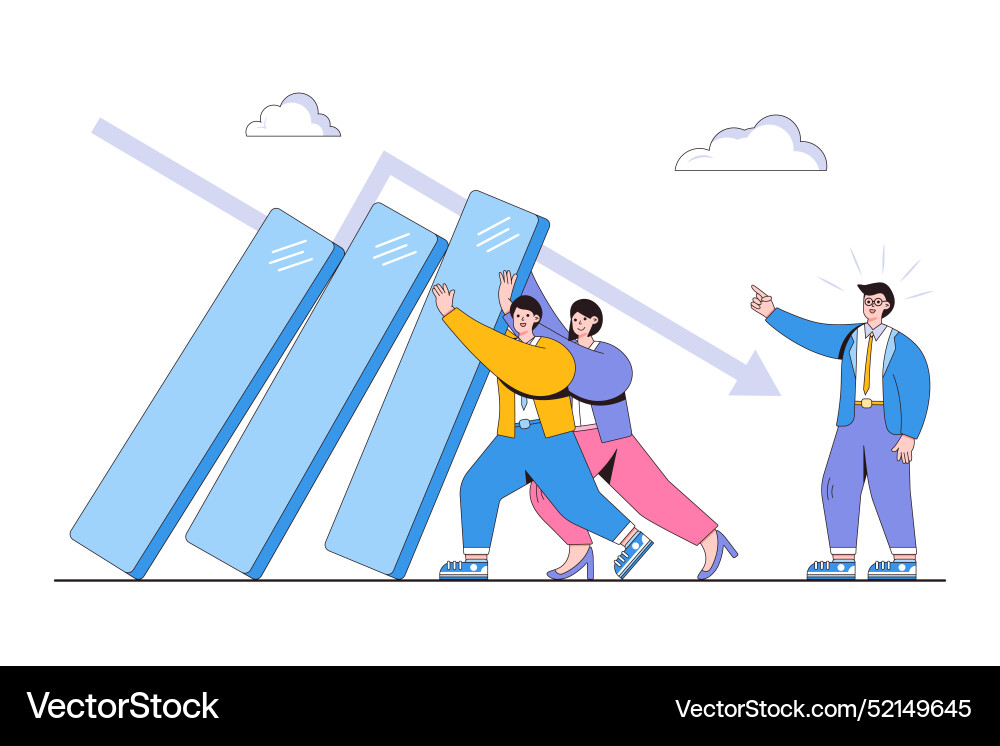 Leadership and courage to survive crisis teamwork Vector Image