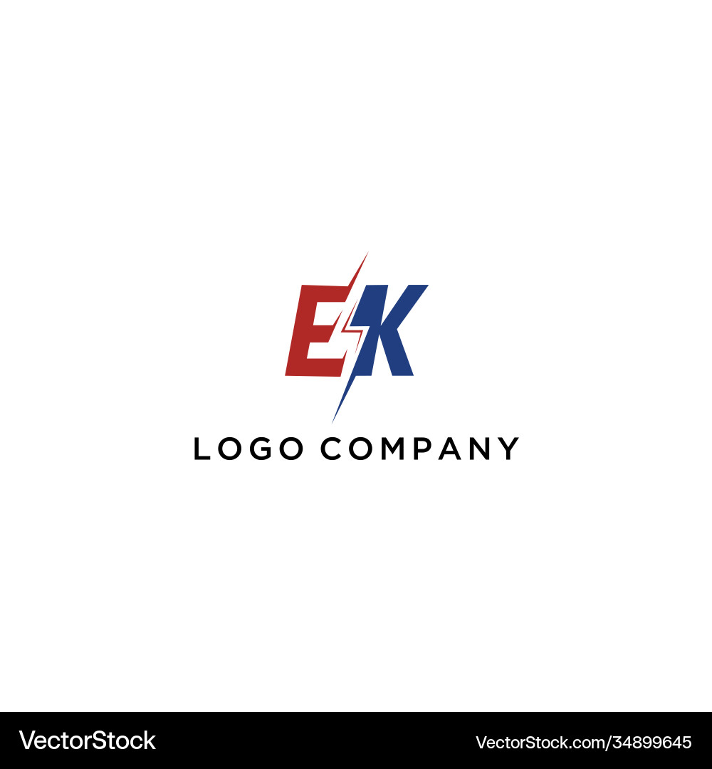 Letter ek logo with lightning icon Royalty Free Vector Image