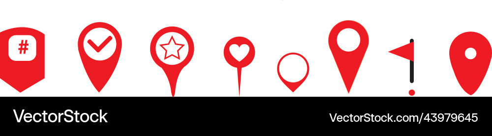 Location pin set map pointer colour Royalty Free Vector