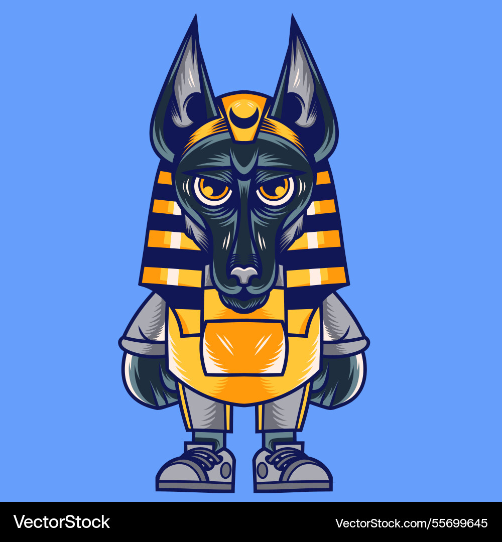 Mascot character design cartoon anubis Royalty Free Vector