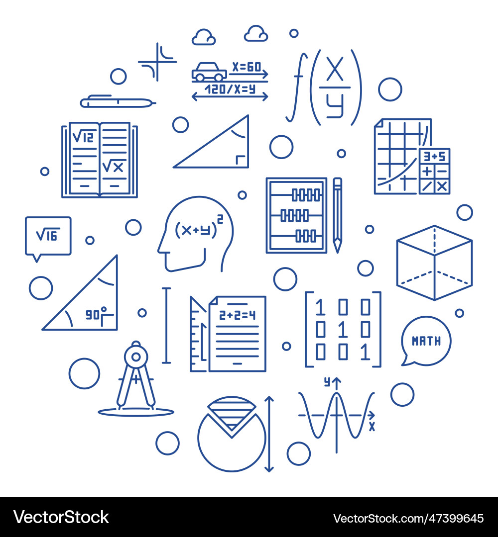 Maths learning outline circular banner - math Vector Image Maths learning outline circular banner - math Vector Image