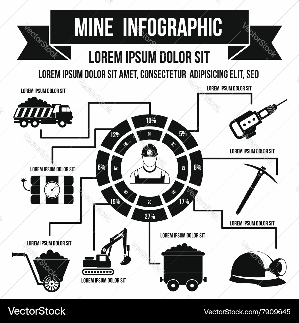 Mining infographic simple style Royalty Free Vector Image