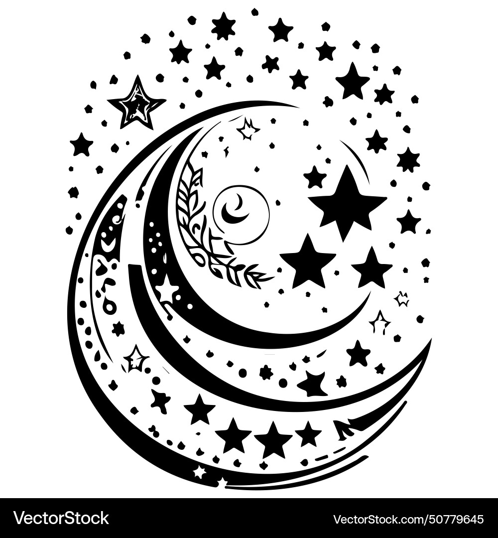 Moon star ramadan arabic islamic sketch draw Vector Image