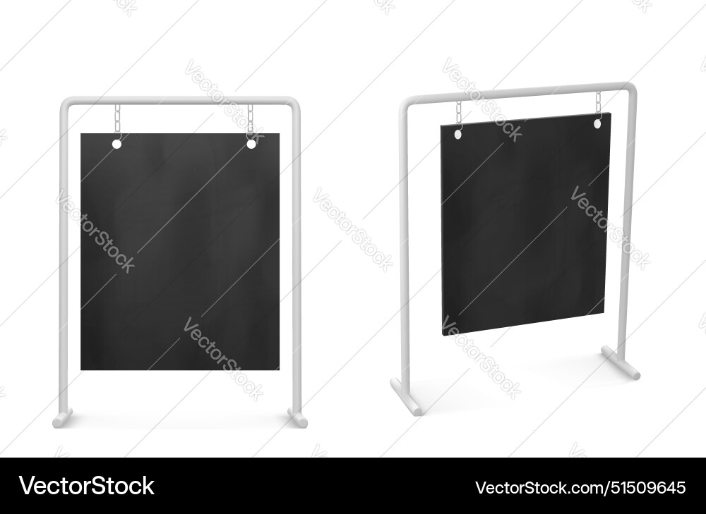 Pavement menu black chalk signboard mockup Vector Image