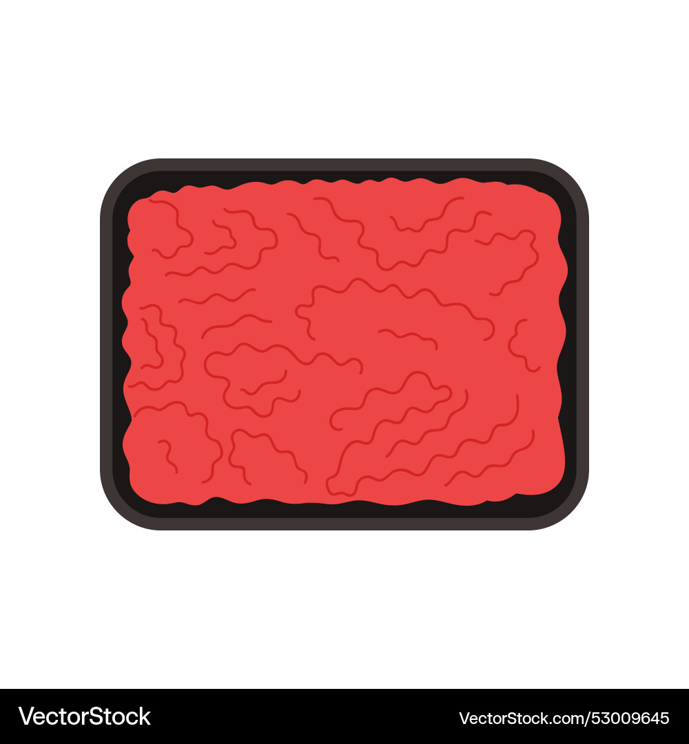 Plastic tray with ground beef meat top view Vector Image