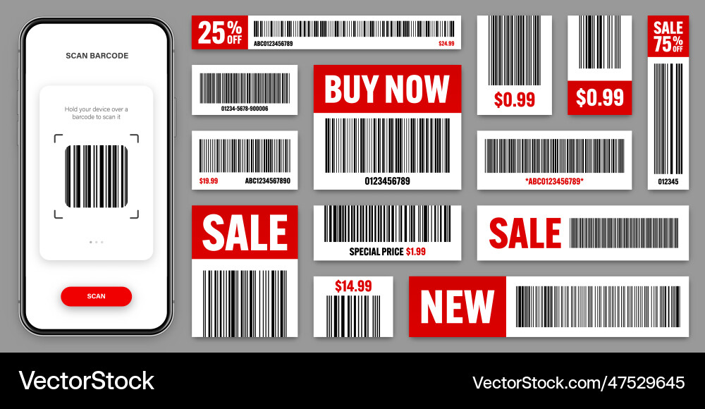 Product barcodes smartphone application scanner Vector Image
