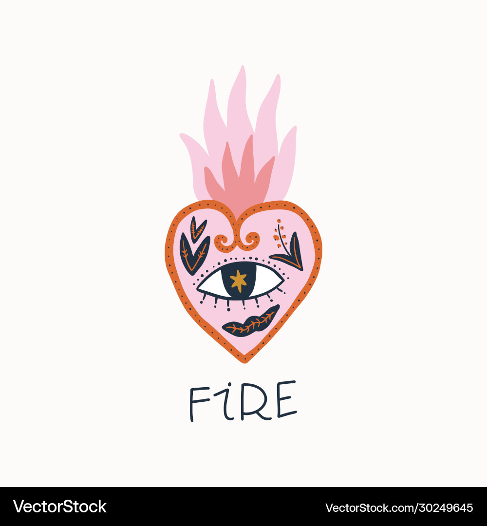 Vintage burning heart Royalty Free Vector Image
