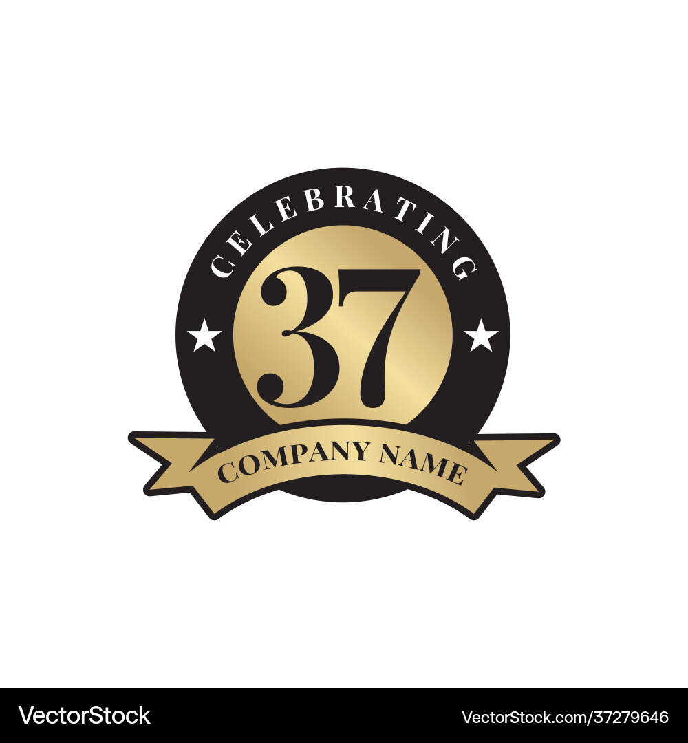 37th Anniversary Celebration Logo Royalty Free Vector Image
