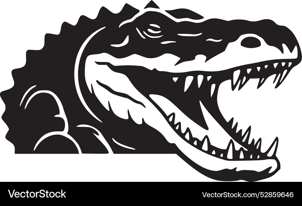 Alligator - black and white Royalty Free Vector Image