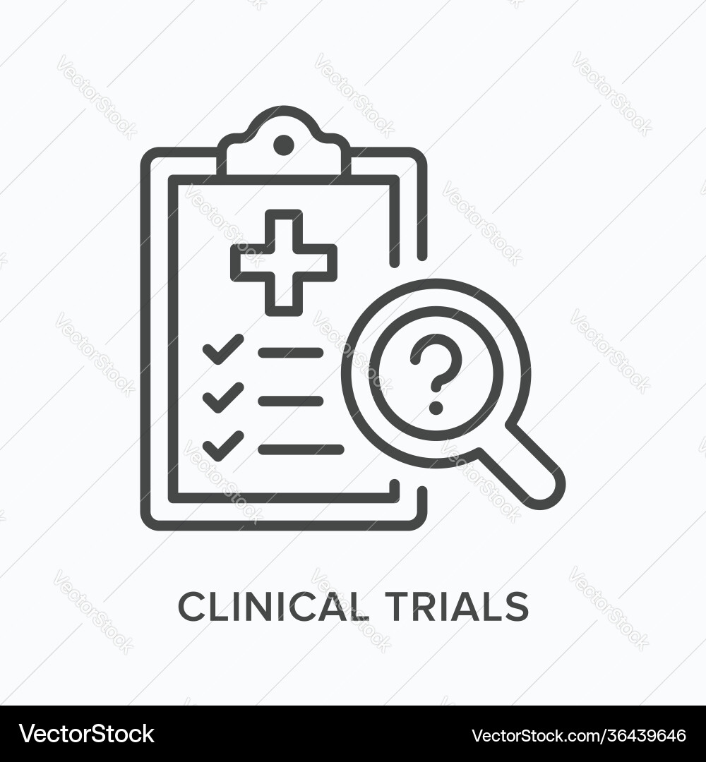 Clinical trials flat line icon outline Royalty Free Vector