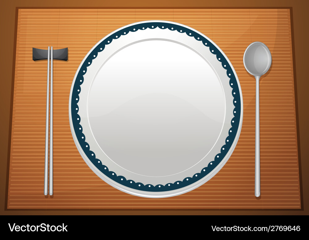 Empty plate on mat Royalty Free Vector Image - VectorStock