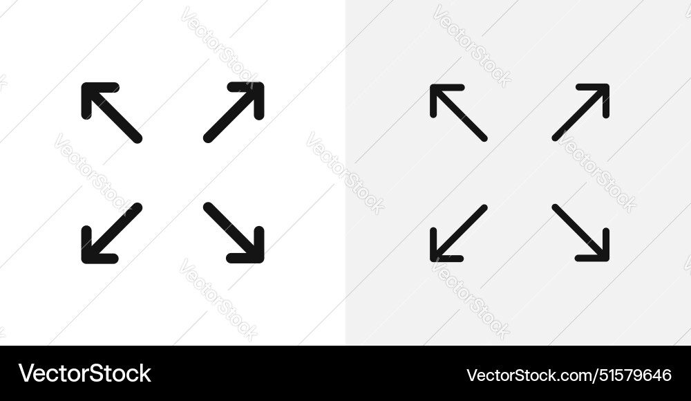 Expand arrows icon set Royalty Free Vector Image