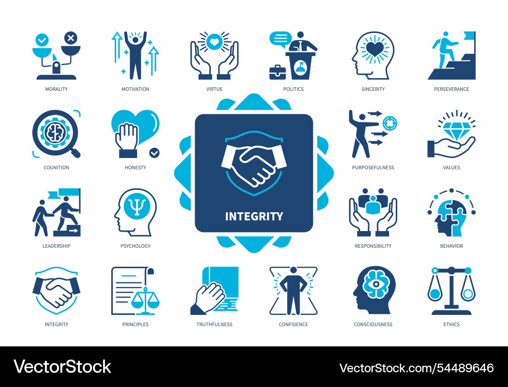 Integrity Icon Set - Solid Icons Royalty Free Vector Image