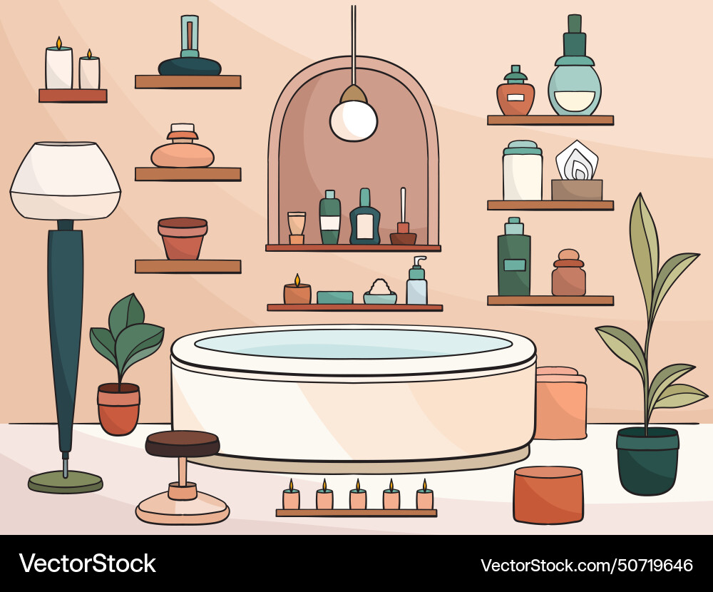 Interior spa room scene Royalty Free Vector Image