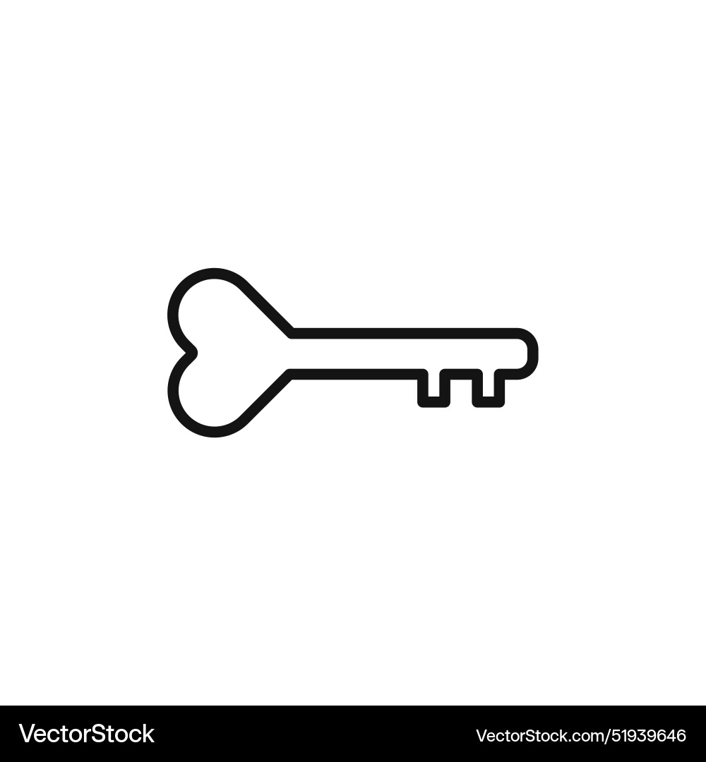 Love key icon logo sign outline Royalty Free Vector Image