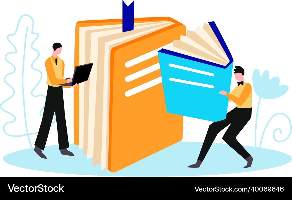 Opening library books composition Royalty Free Vector Image