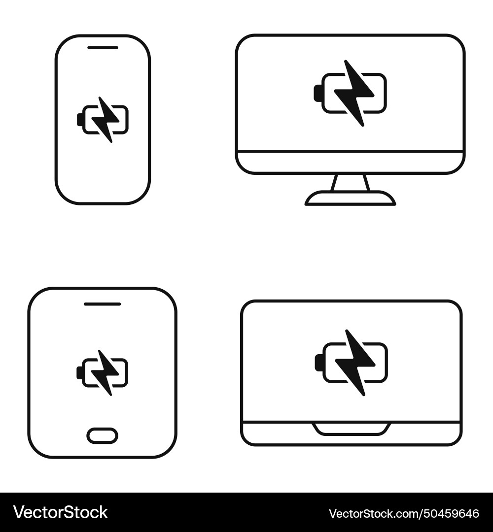 Power charging electricity icon on pc laptop Vector Image