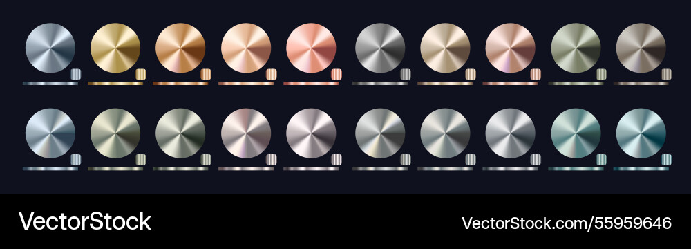 Realistic metallic gradient set with brushed Vector Image