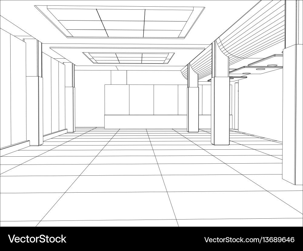 Saal einer Umrissskizze Lizenzfreies Vektorbild