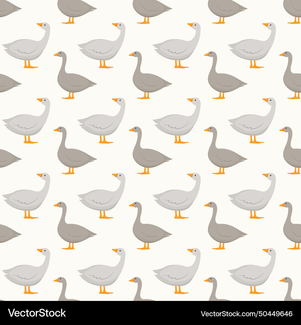Seamless pattern with cute cartoon grey goose Vector Image