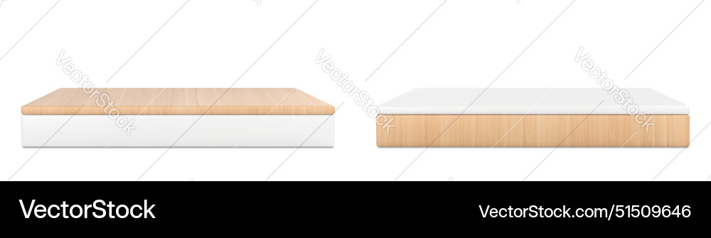 Square wooden platforms set isolated on white Vector Image
