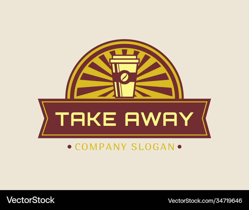 Take away concept coffee logo Royalty Free Vector Image