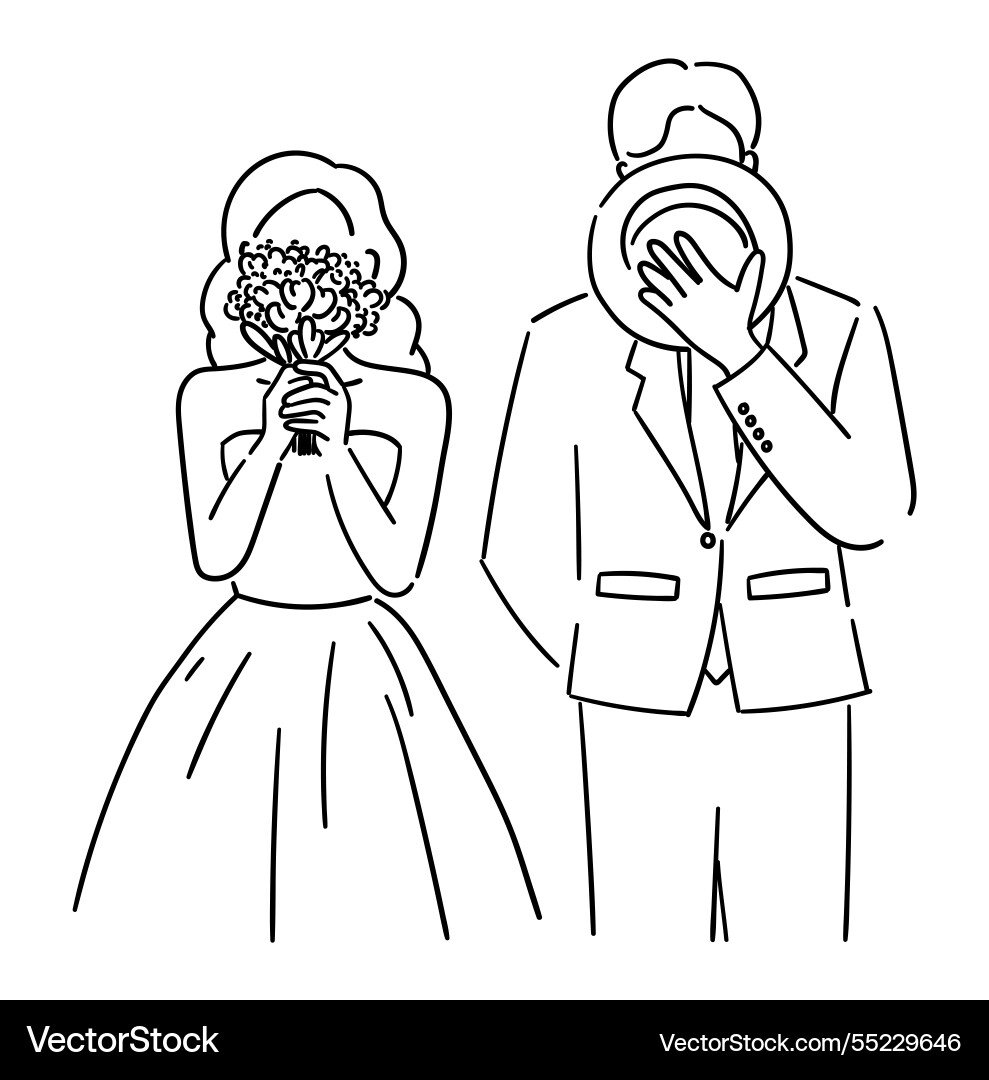 Wedding couple bride and groom Royalty Free Vector Image