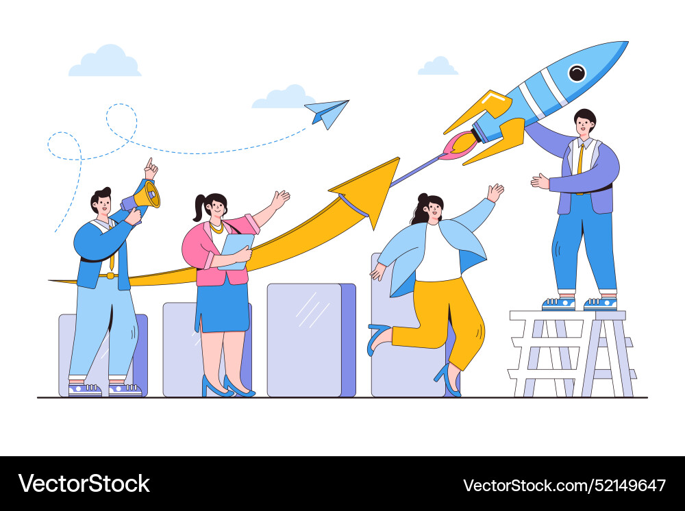 Company Growth Strategy Collaboration Or Teamwork Vector Image