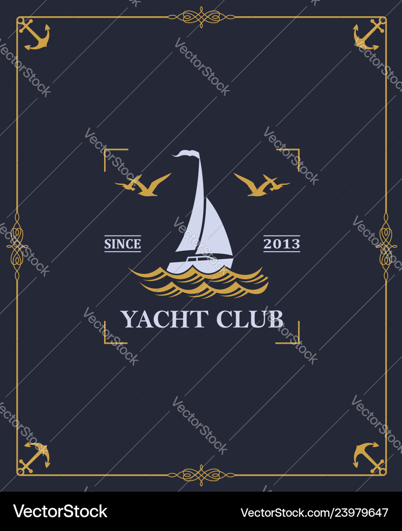 Nautical Yacht Club Label Royalty Free Vector Image
