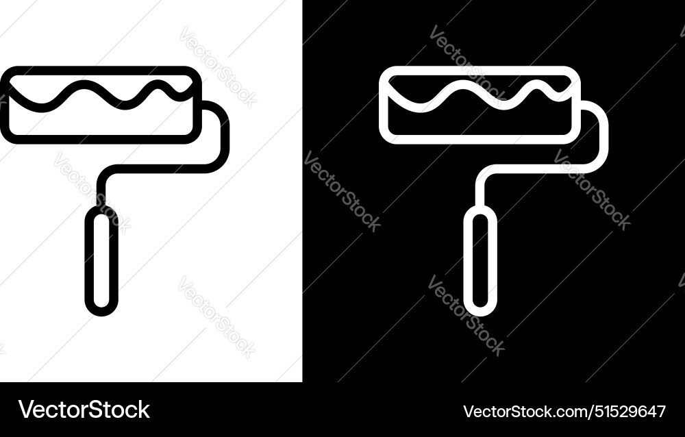 Paint roller icon set painter color coating roll Vector Image