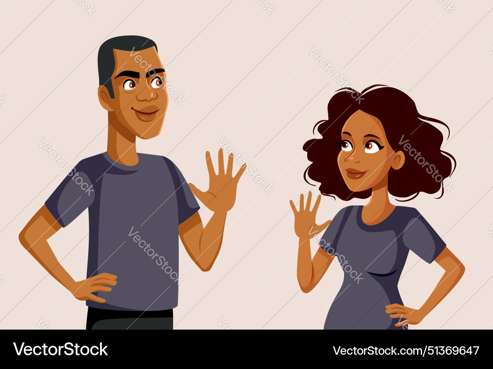 People saluting each other cartoon characters Vector Image