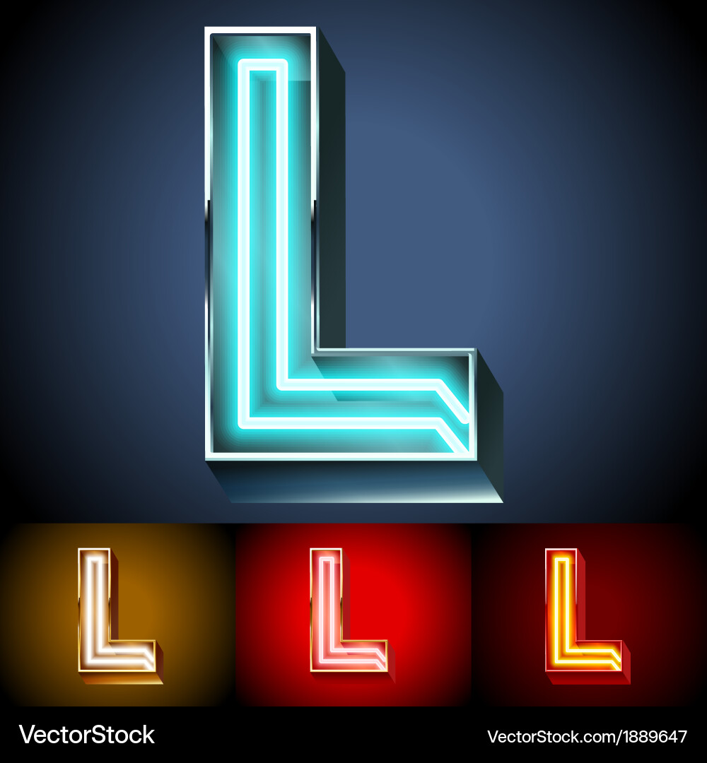 Realistic neon tube alphabet for light board Vector Image