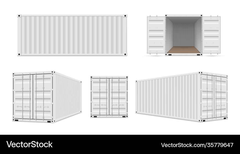 Shipping cargo containers with open closed doors Vector Image