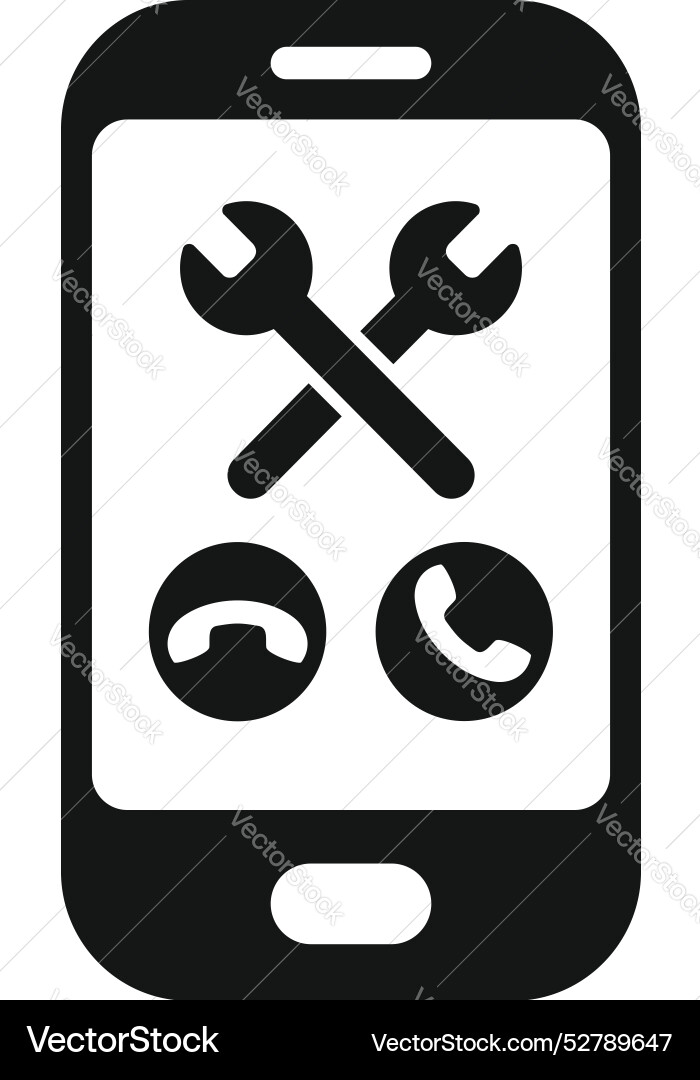 Smartphone showing crossed wrenches and phone call
