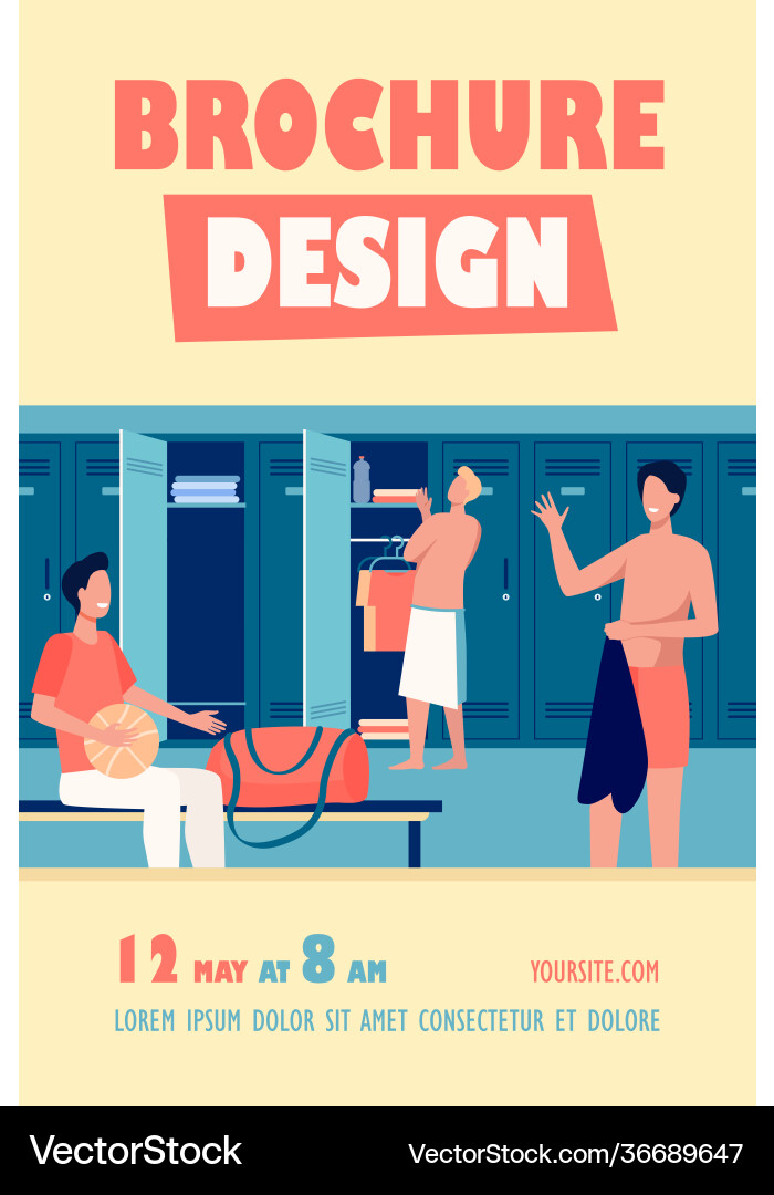 Sport gym locker room with men Royalty Free Vector Image