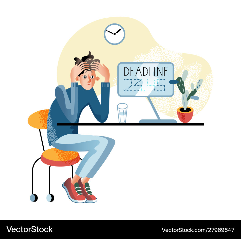 Stressful deadline flat Royalty Free Vector Image