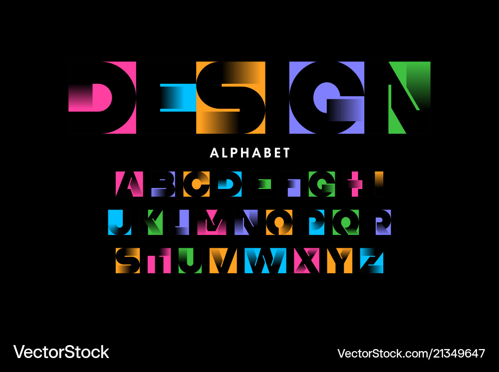 Vibrant color modern font Royalty Free Vector Image