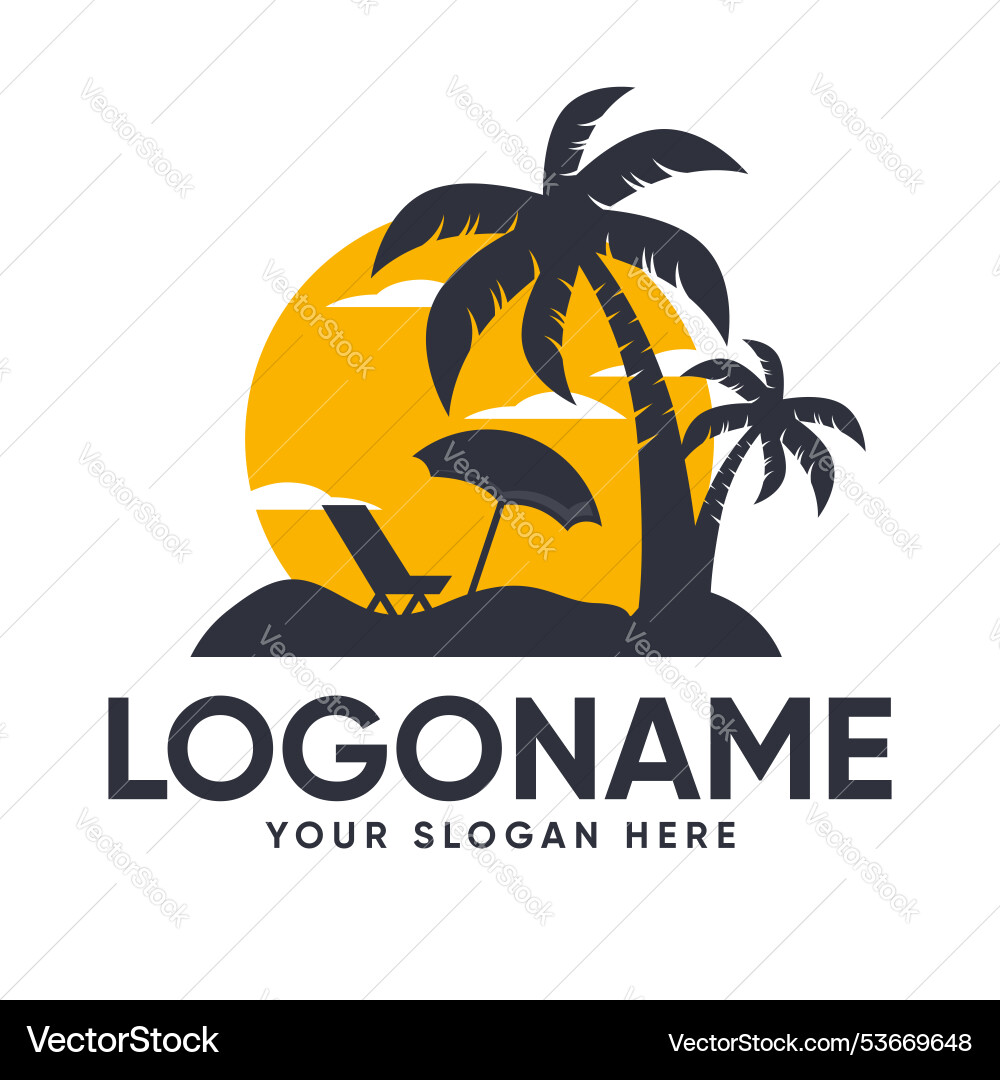 Beach logo design Royalty Free Vector Image - VectorStock
