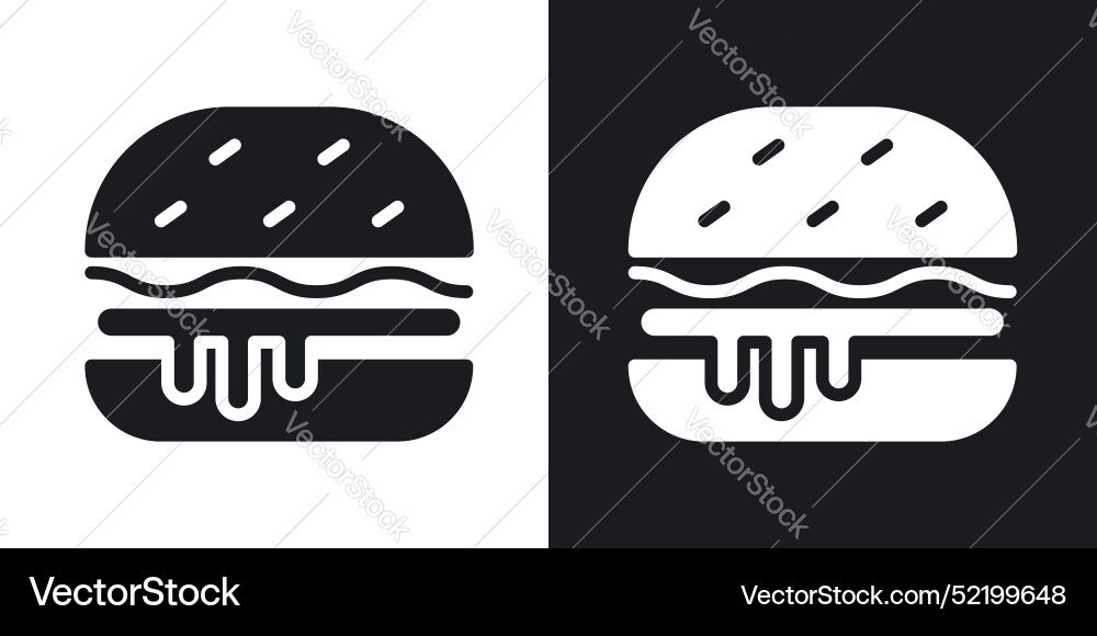 Cheese burger icon set in solid style Royalty Free Vector