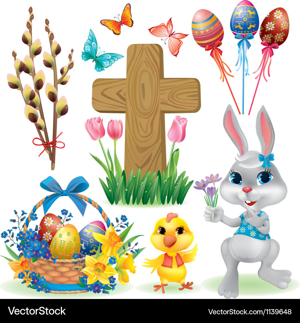 Easter symbols set Royalty Free Vector Image - VectorStock