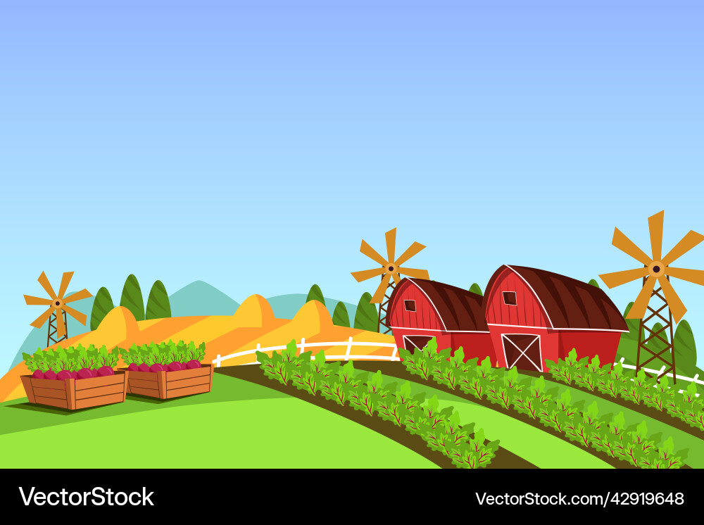 Field farm landscape banner or background Vector Image