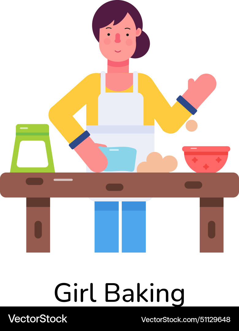Girl baking Royalty Free Vector Image - VectorStock