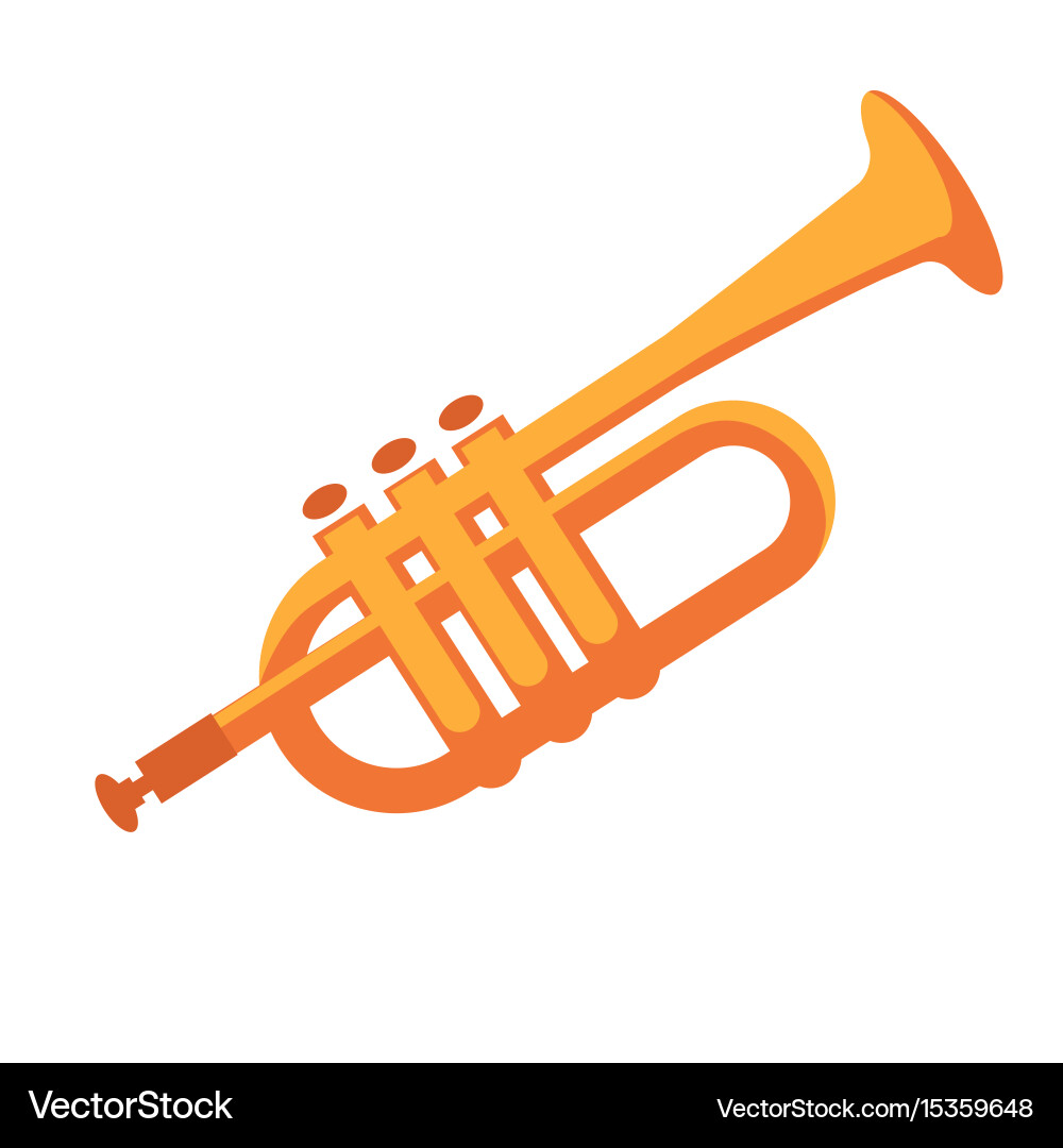 Golden pipe for musical performances isolated flat